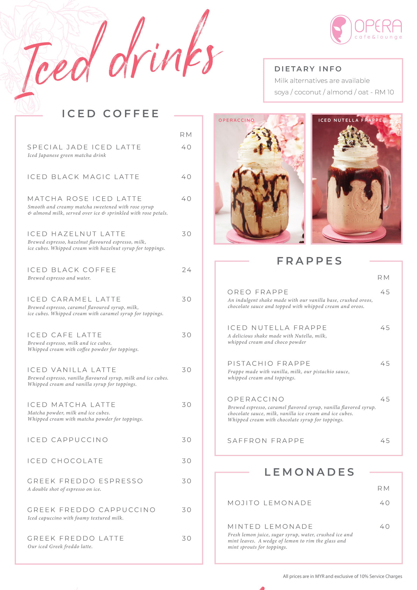 Our Menu – Opera Café & Lounge