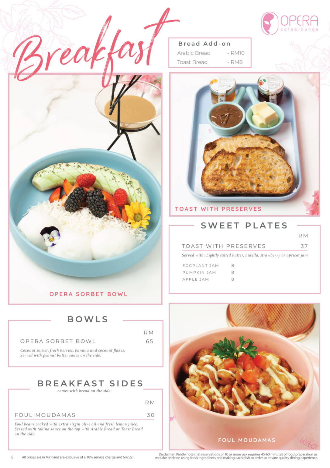 Our Menu – Opera Café & Lounge