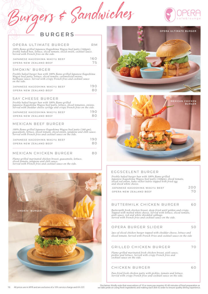 Our Menu – Opera Café & Lounge