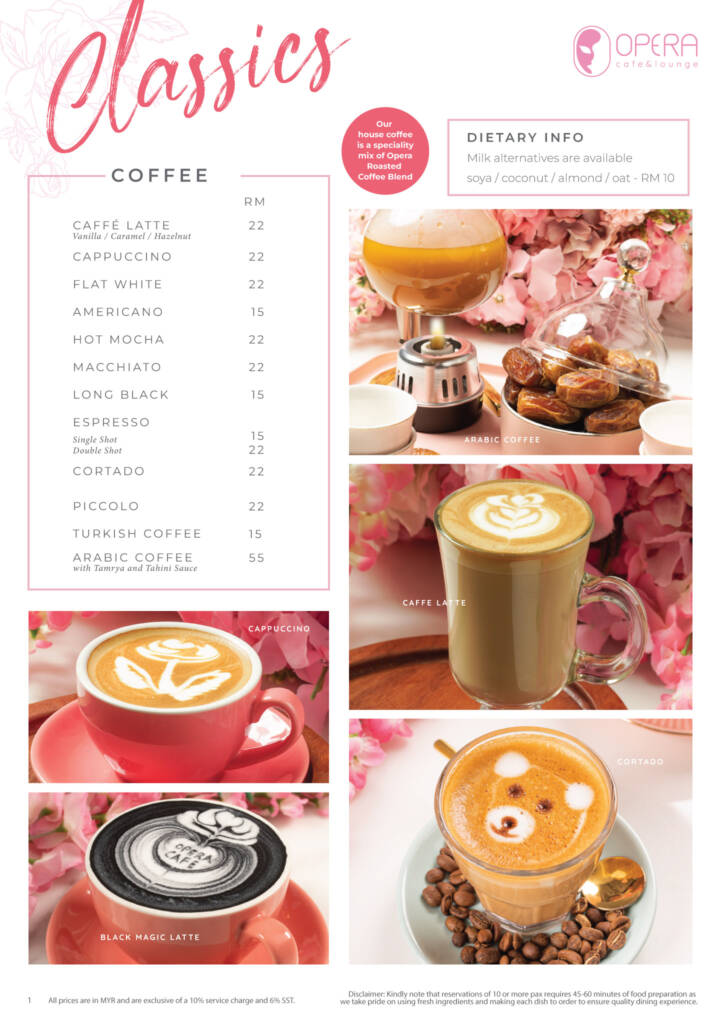 Our Menu – Opera Café & Lounge