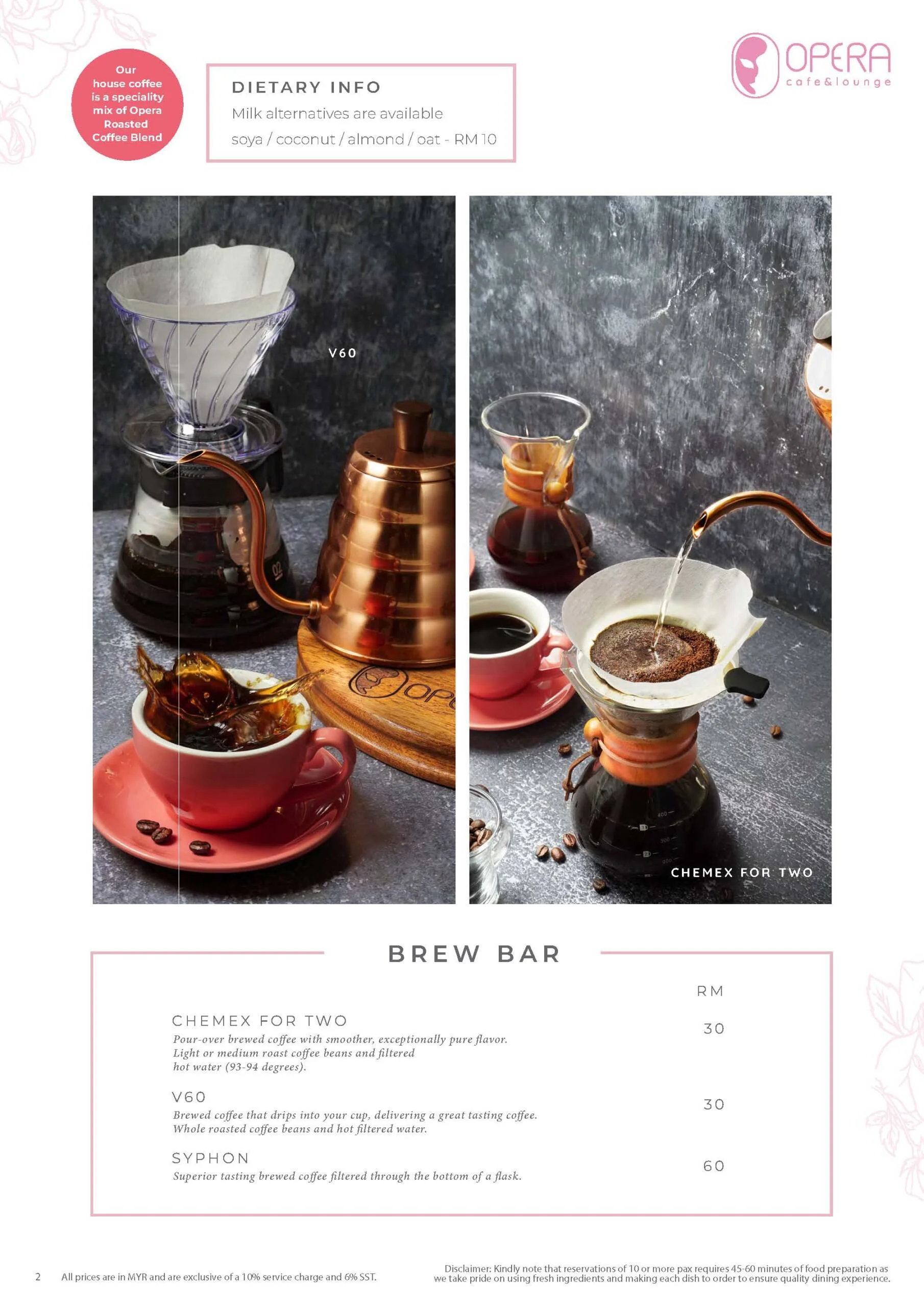 Our Menu – Opera Café & Lounge