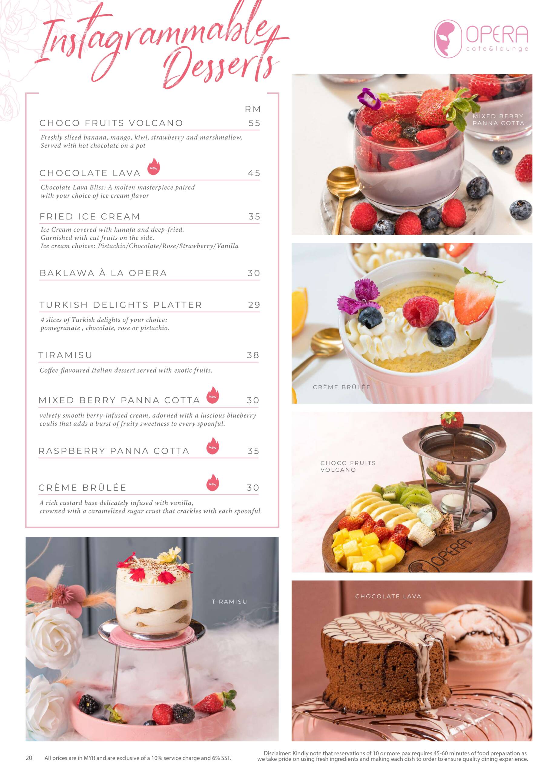 Our Menu – Opera Café & Lounge