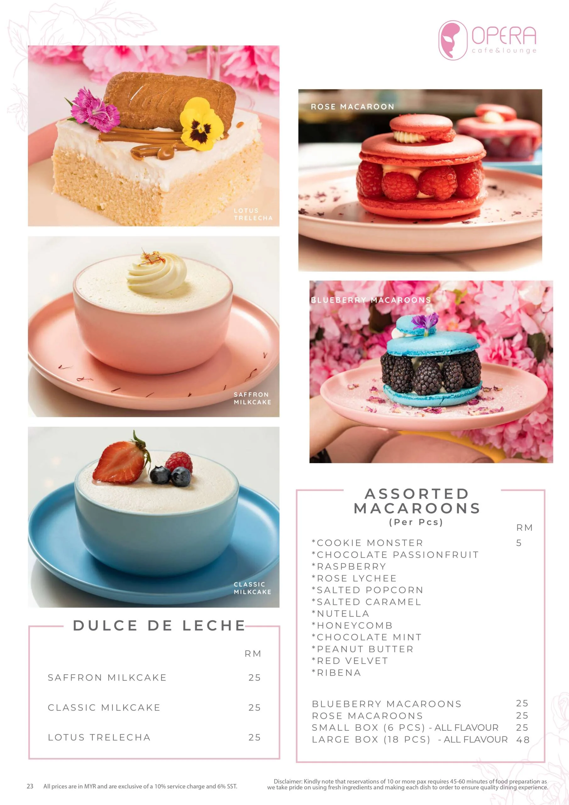 Our Menu – Opera Café & Lounge