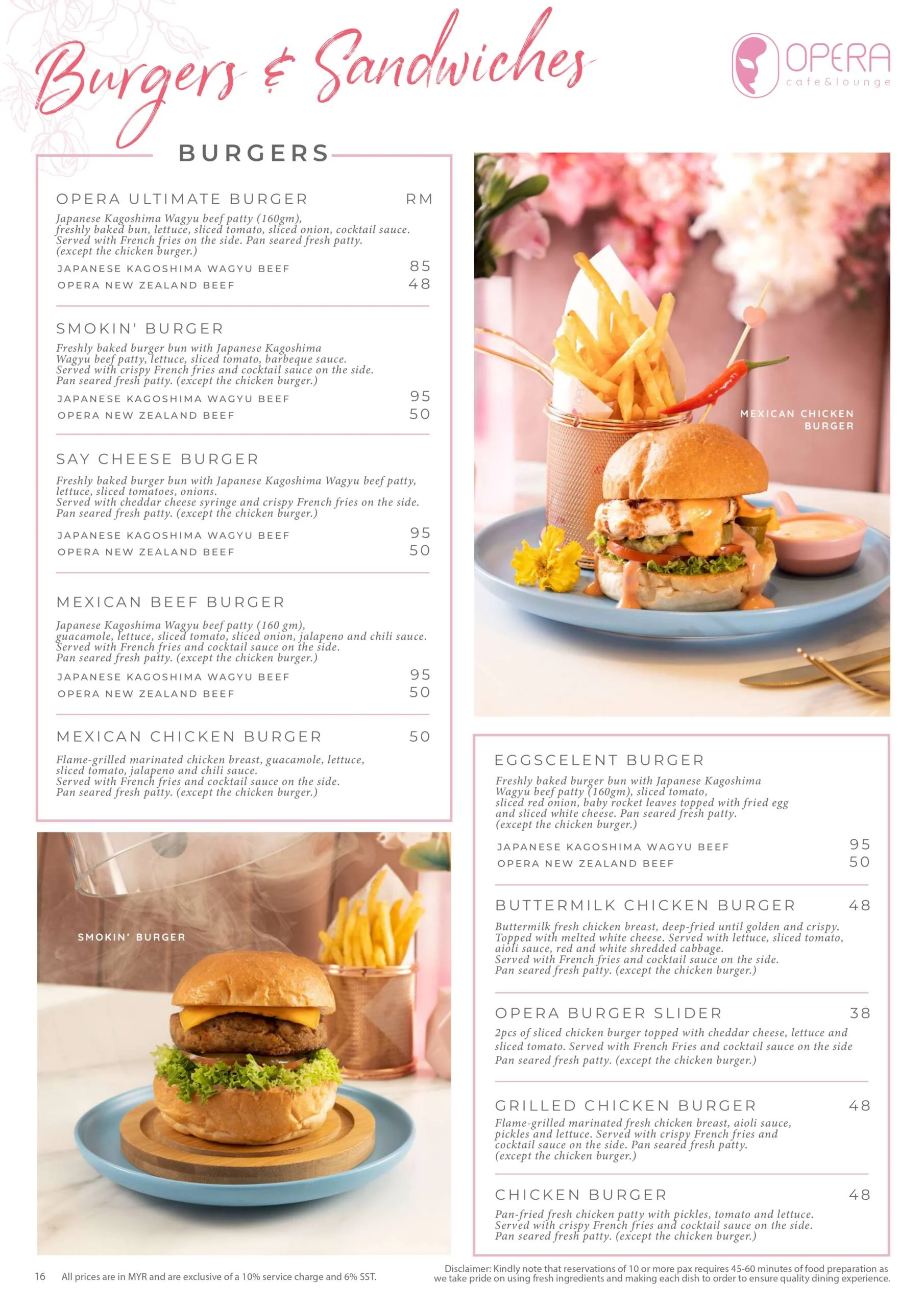 Our Menu – Opera Café & Lounge