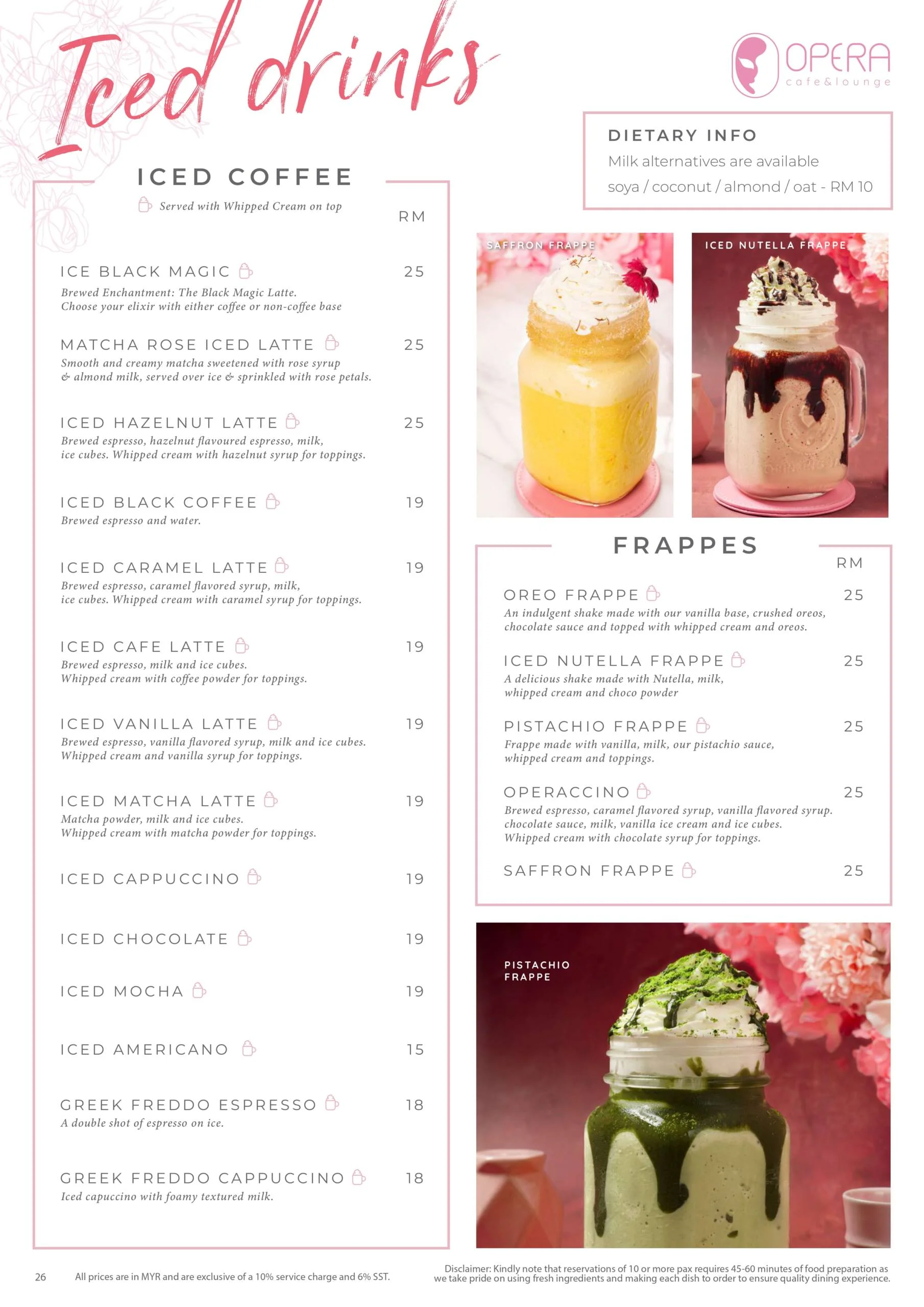 Our Menu – Opera Café & Lounge