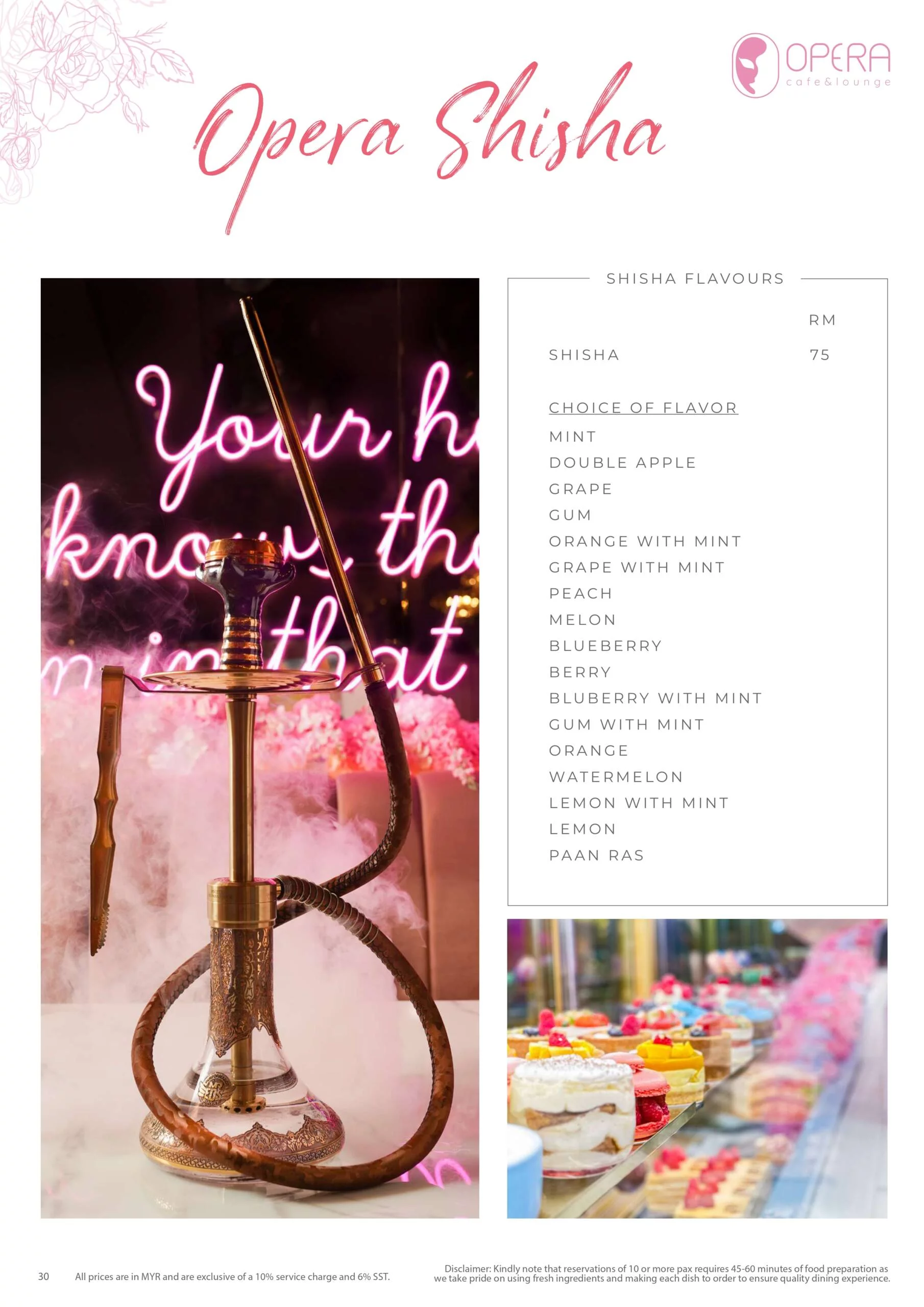 Our Menu – Opera Café & Lounge