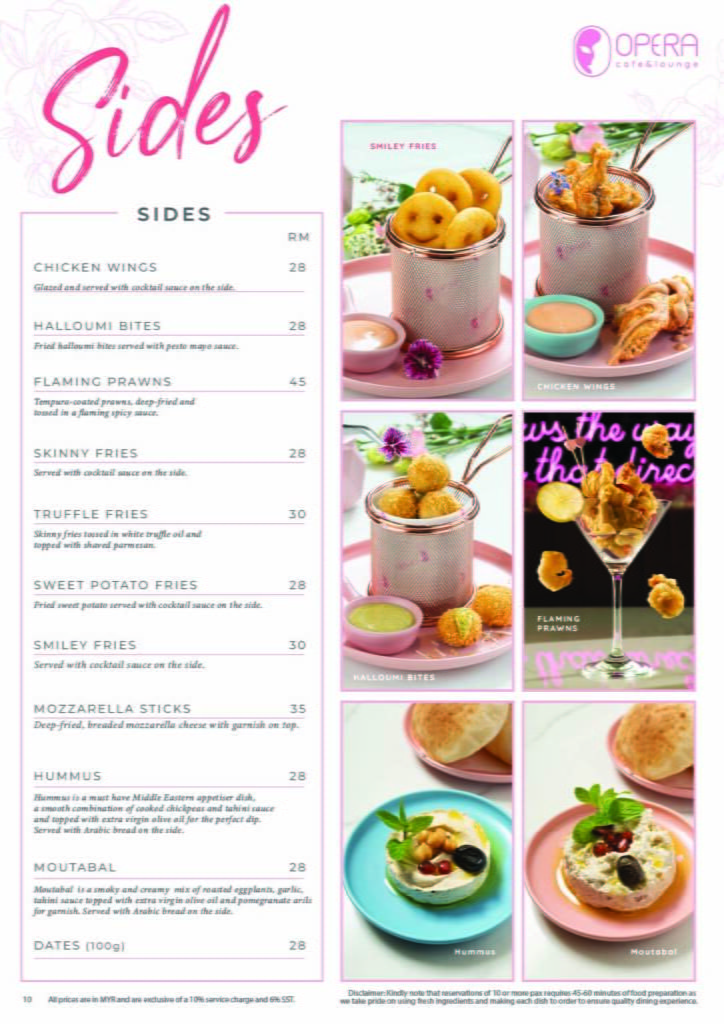 Our Menu – Opera Café & Lounge