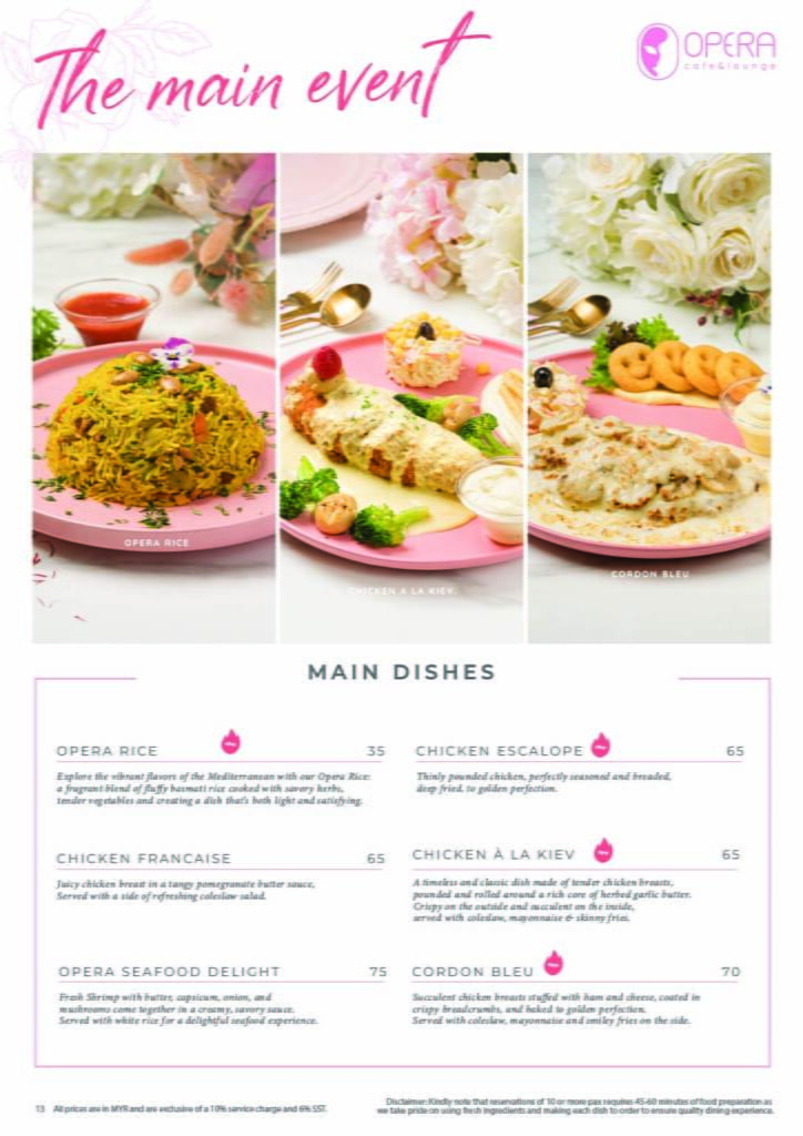 Our Menu – Opera Café & Lounge