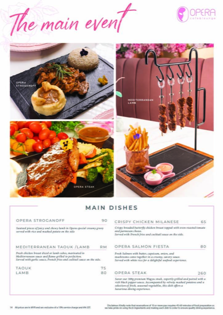 Our Menu – Opera Café & Lounge