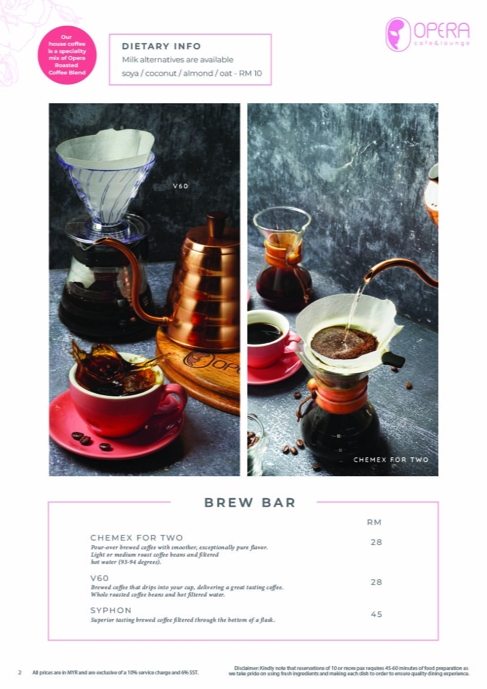 Our Menu – Opera Café & Lounge