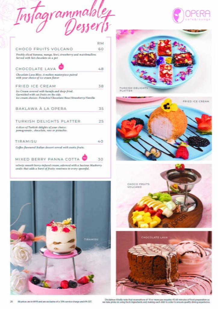 Our Menu – Opera Café & Lounge