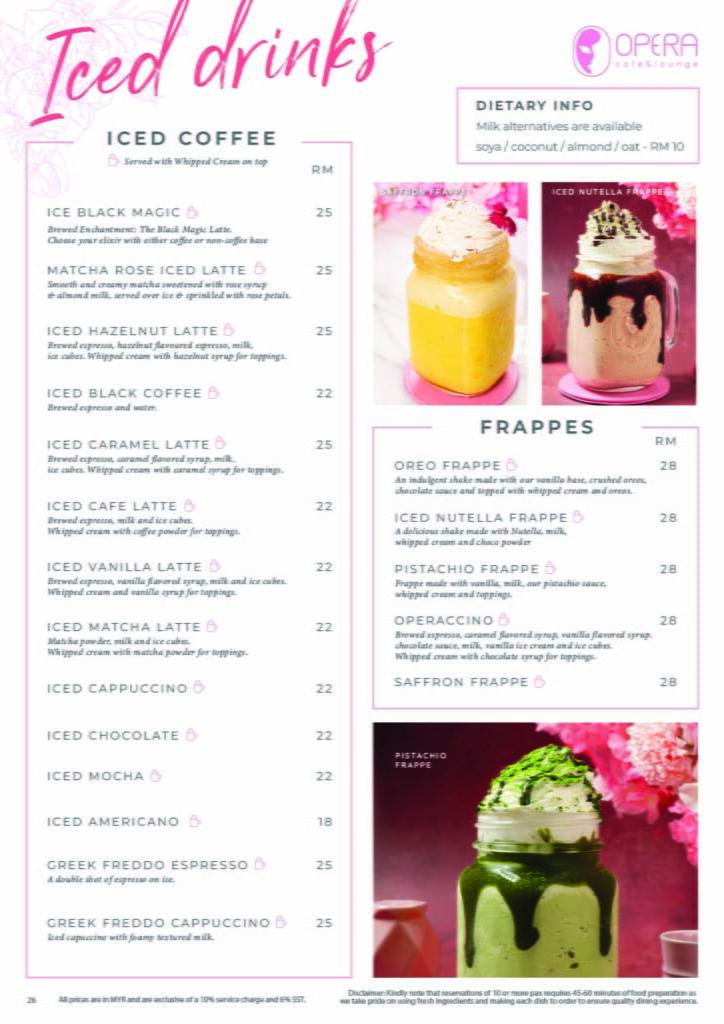 Our Menu – Opera Café & Lounge